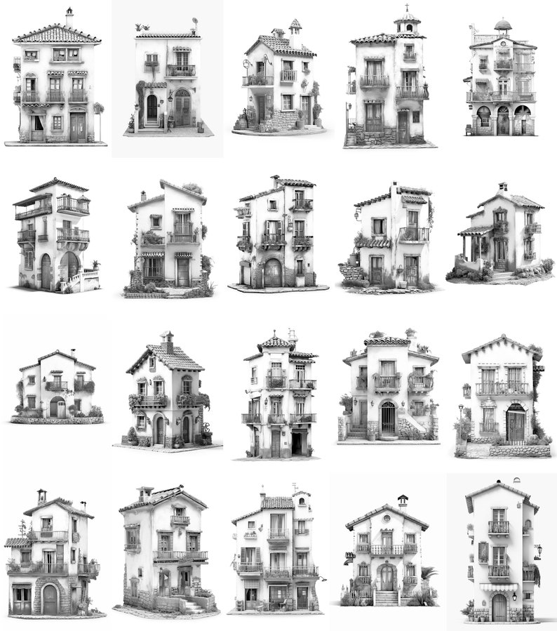 Spanish House Architecture Coloring Pages 24 Premium Coloring - Etsy