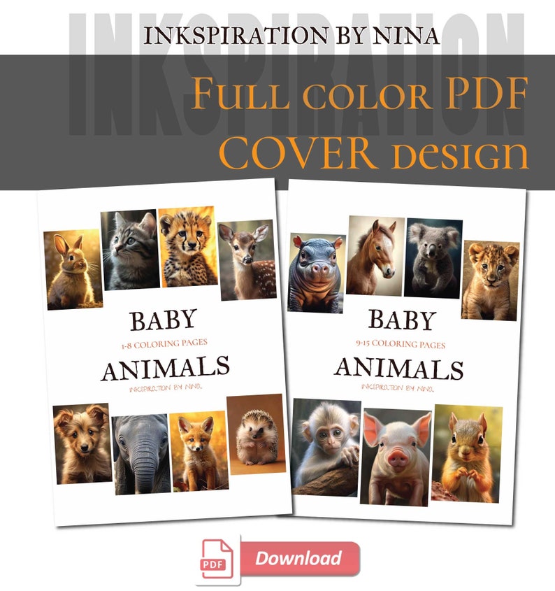 Baby Animals 15 Coloring Pages A4 Size Premium Printable Adult and ...