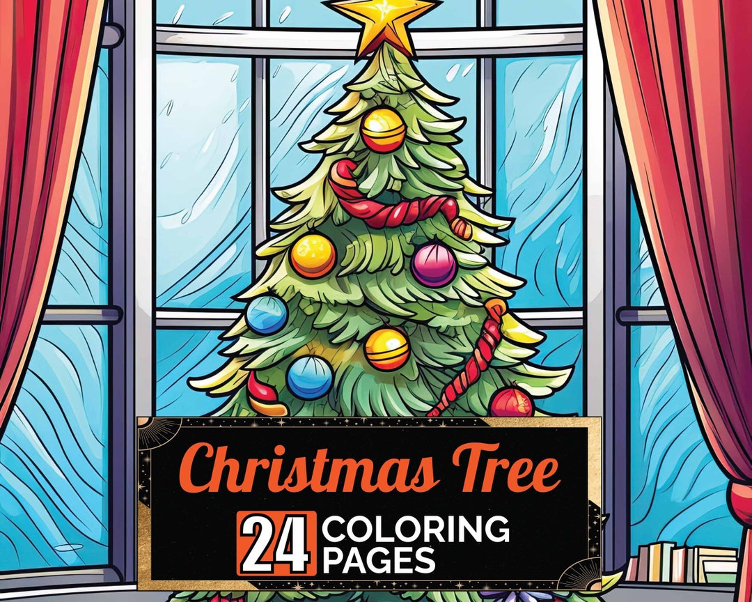Christmas Tree Pages, 24 Premium Coloring Sheets, Adult & Kids Coloring ...