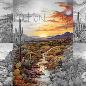 Arizona Desert Sunset Coloring Pages, 20 Premium Coloring Sheets ...