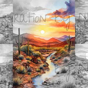 Arizona Desert Sunset Coloring Pages, 20 Premium Coloring Sheets ...