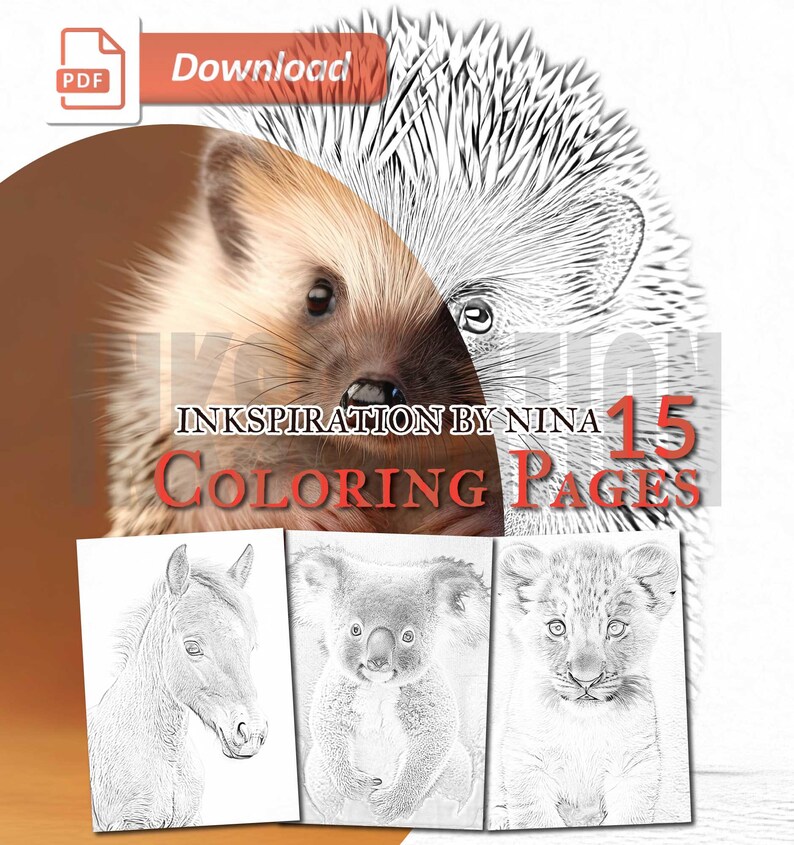 Baby Animals 15 Coloring Pages A4 Size Premium Printable Adult and ...