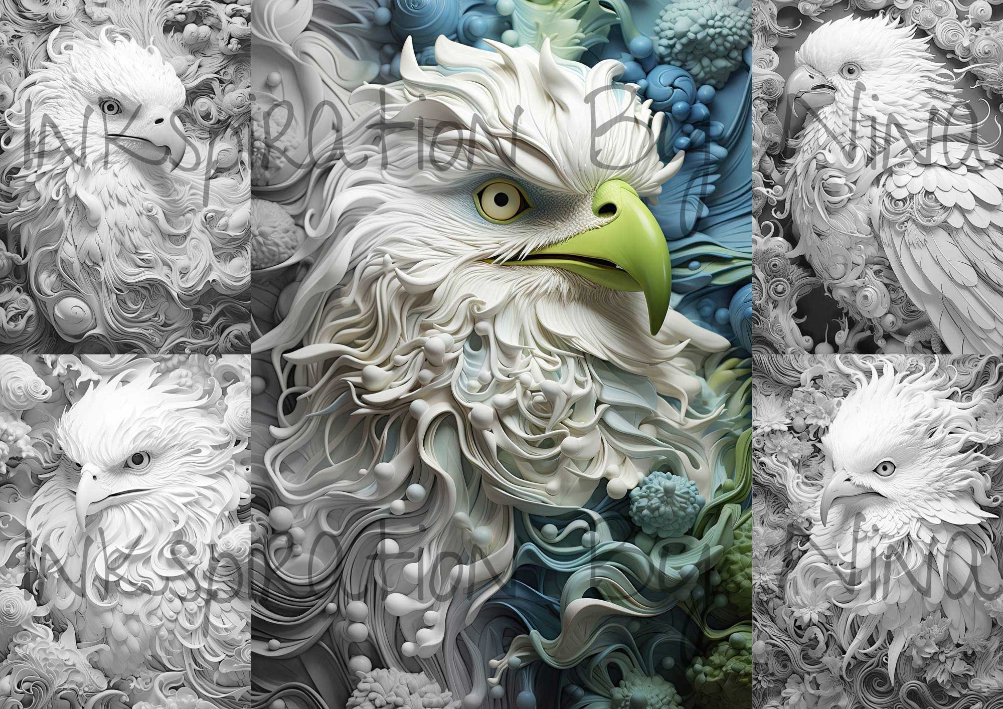 Sculpted Kakapo Bird Coloring Pages, 20 Premium Adult Coloring Sheets ...