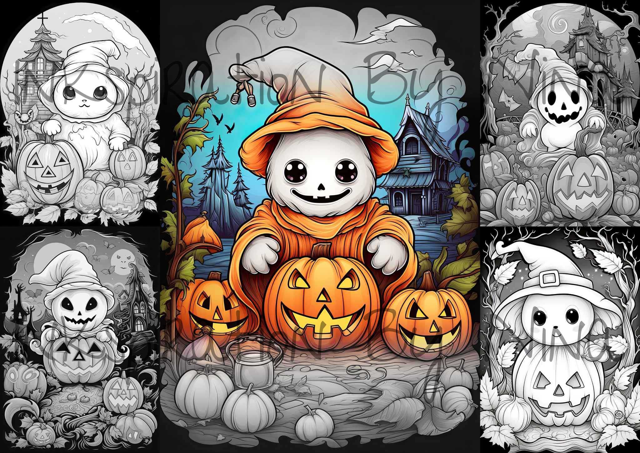 Cute Little Ghost Coloring Pages 20 Premium Adult Halloween - Etsy