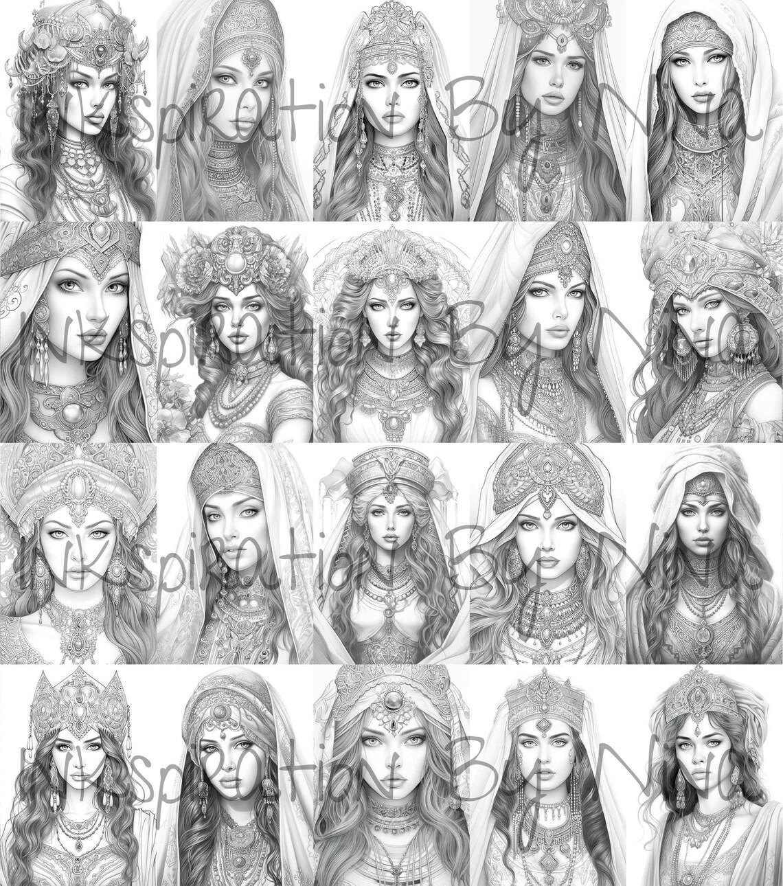 Arabic Princess Coloring Book 20 Premium Adult Kids Beautiful - Etsy