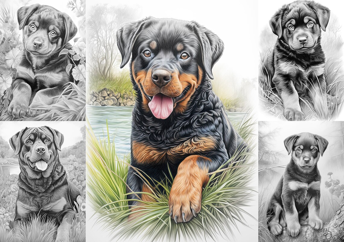 Rottweiler Outdoors Coloring Pages 20 Premium Coloring - Etsy