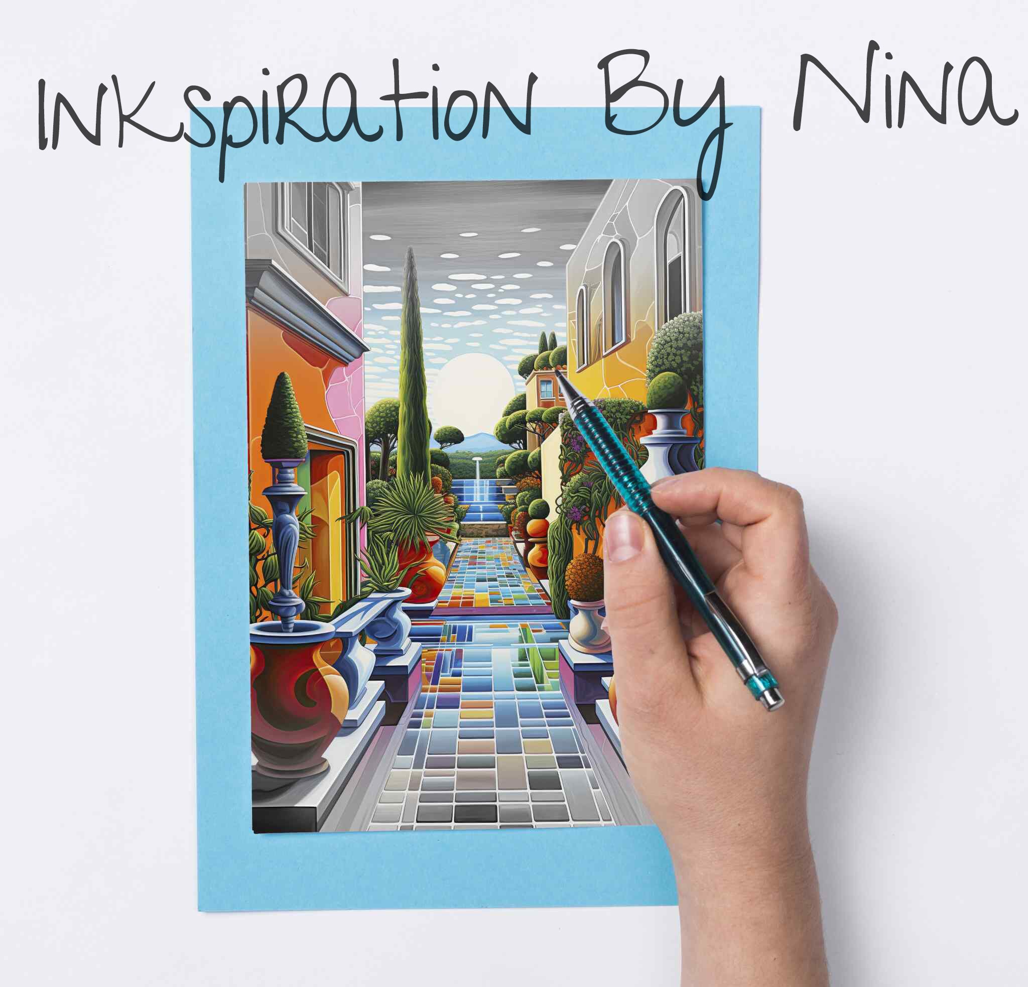 Luxury Pool Villa Coloring Book, 20 Detail Greyscale Adult & Kids ...