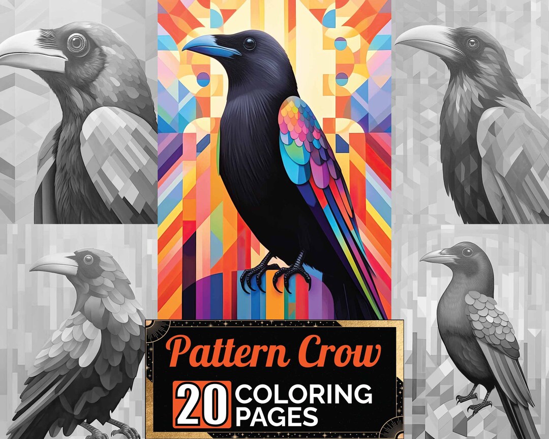 Color Patterns Crow Coloring Pages, 20 Premium Coloring Sheets ...