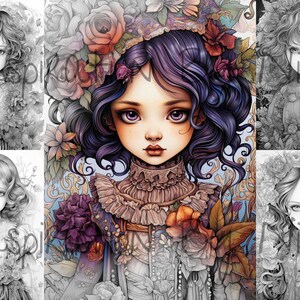 Flower Dress Girl Coloring Book, 20 Premium Adult Kids Beautiful Girl ...