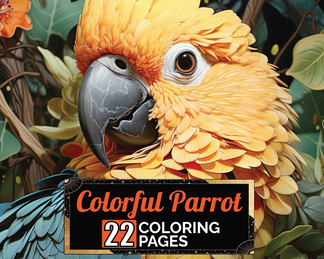 Colorful Parrot Coloring Pages, 22 Premium Coloring Sheets, Coloring ...