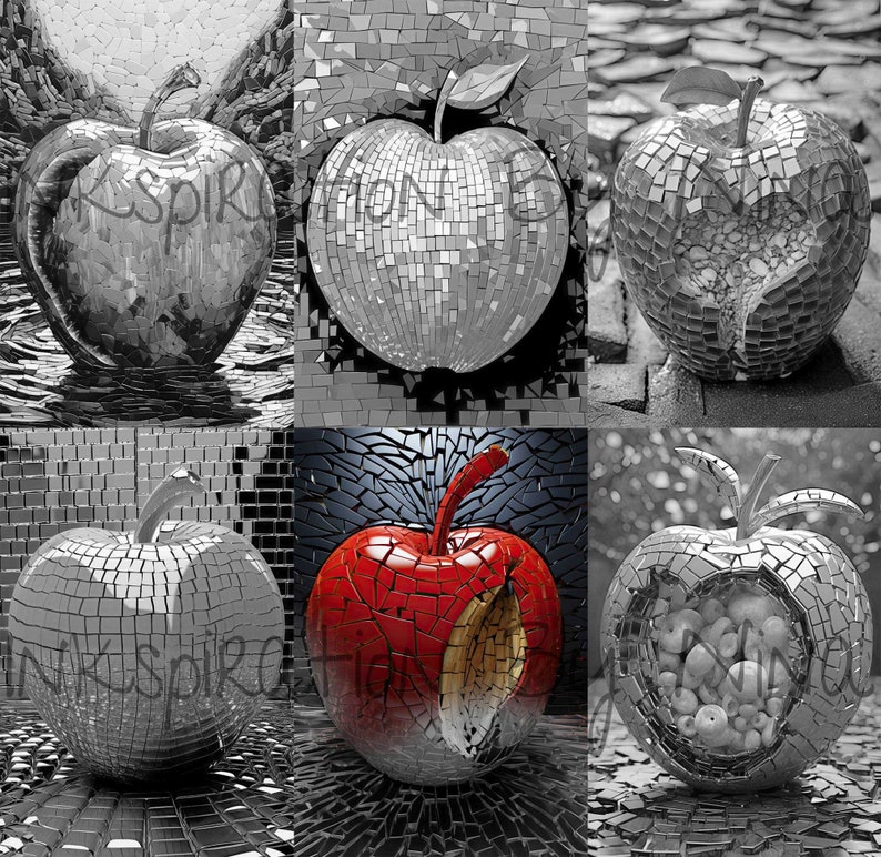 Mosaic Apple Coloring Pages 24 Premium Coloring Sheets - Etsy