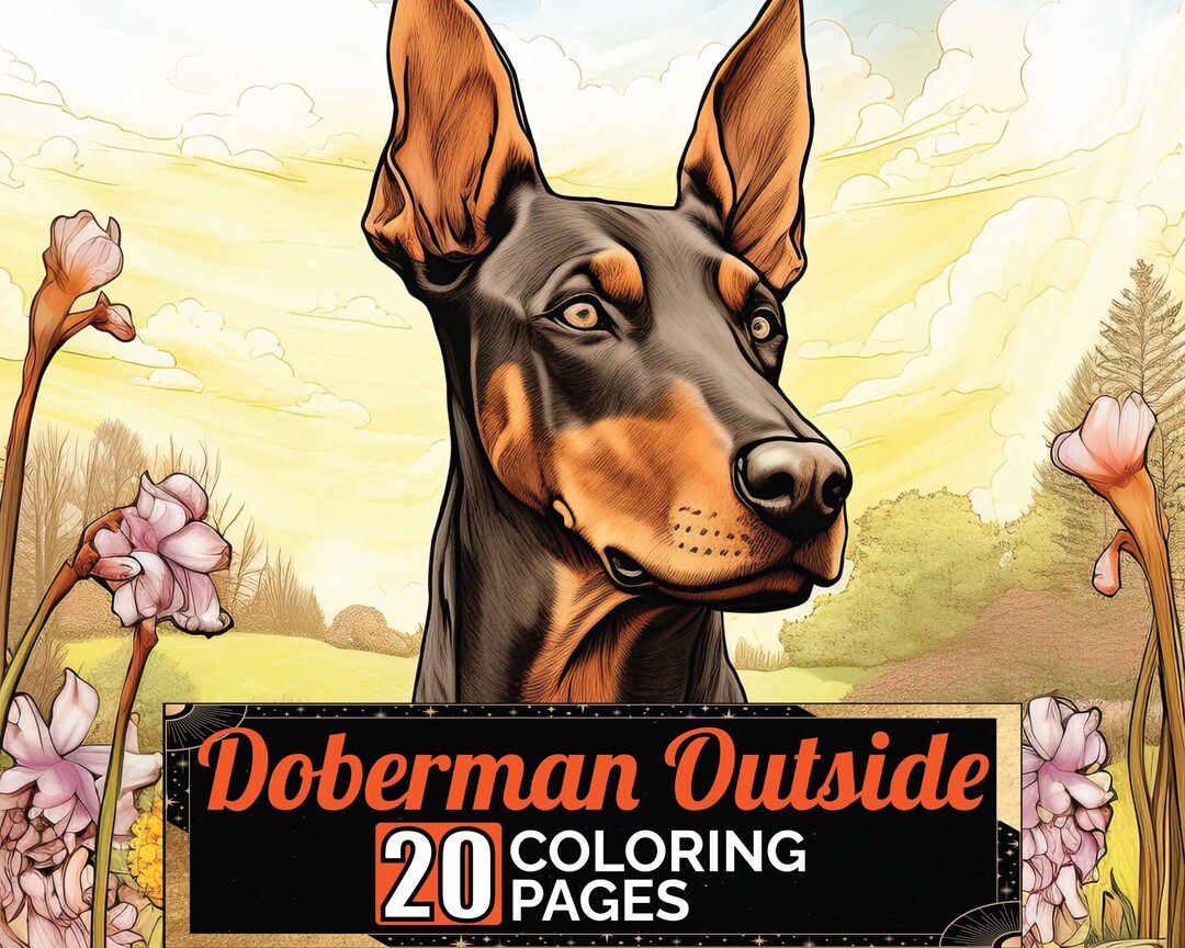 Doberman Enjoying Outside Coloring Pages, 20 Premium Coloring Sheets ...