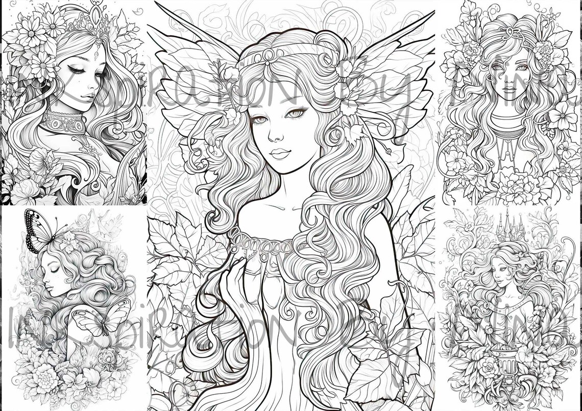 Magical Fairy Tale Girl Coloring Pages, 20 Premium Adult & Kids ...