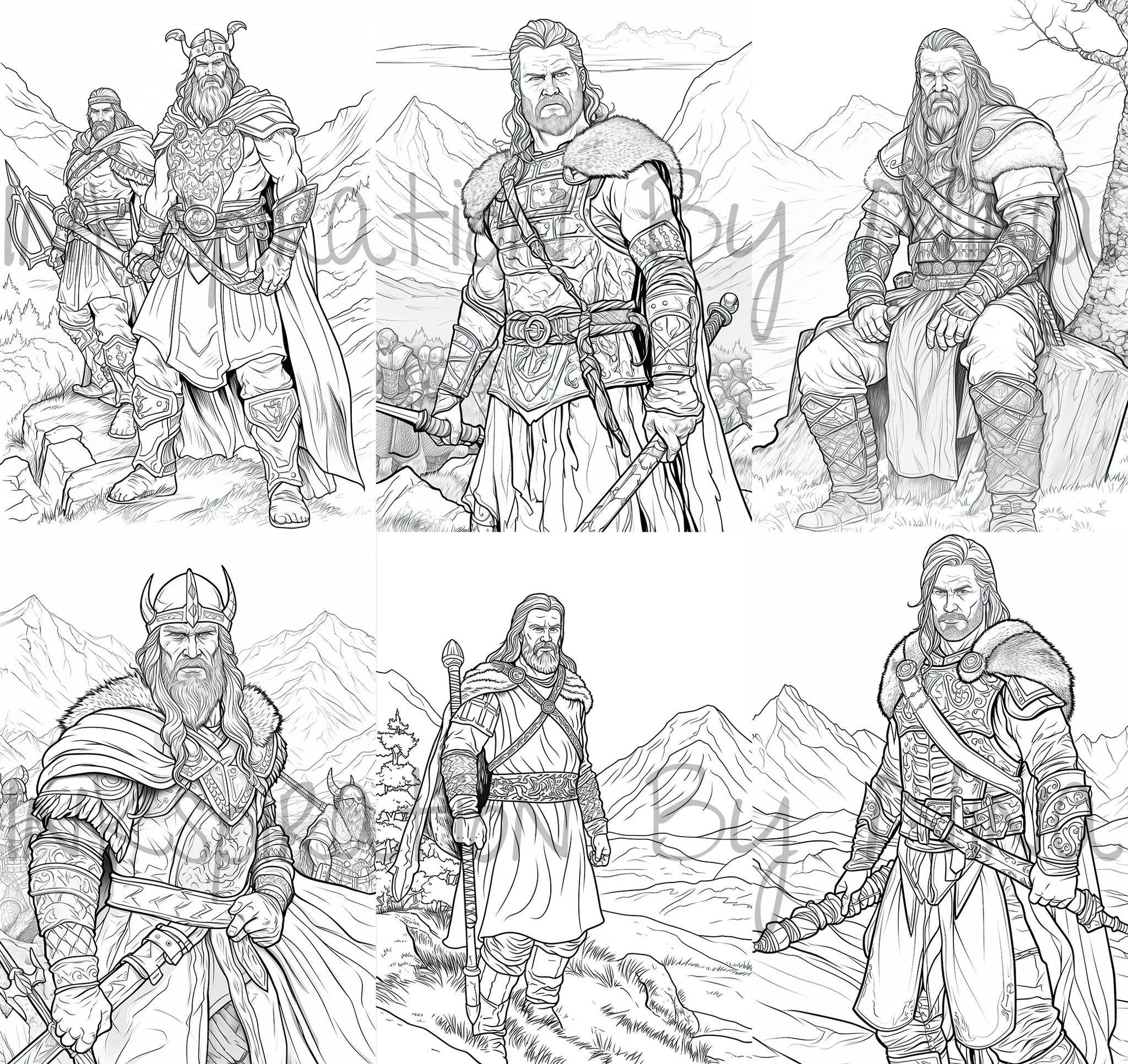 Norse Warriors Brotherhood Coloring Pages 24 Premium Coloring - Etsy