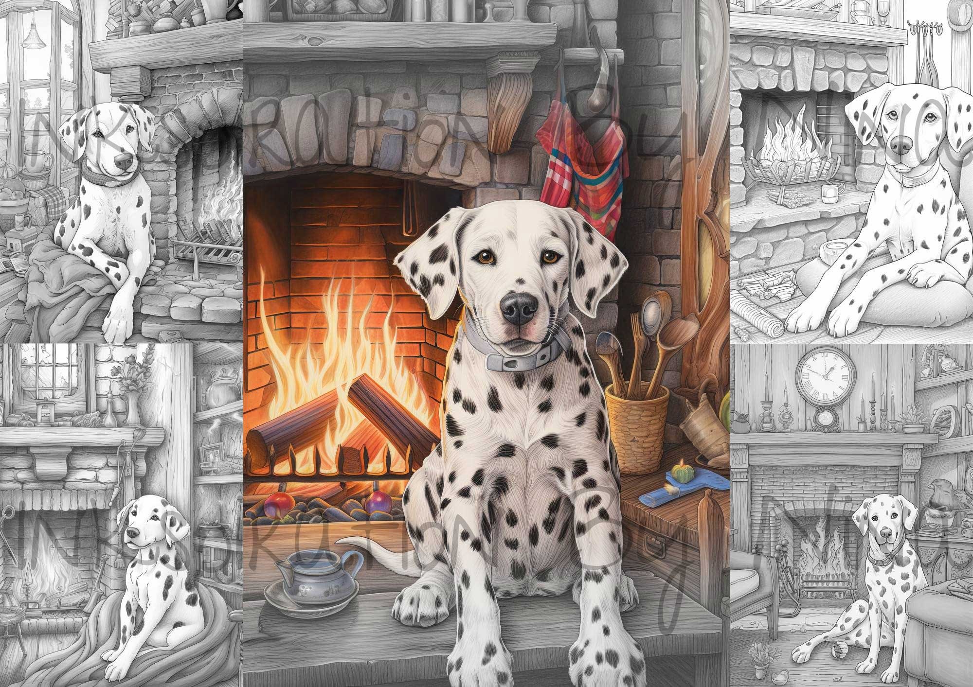 Dalmatian in A Cozy Room Coloring Pages, 20 Premium Coloring Sheets ...