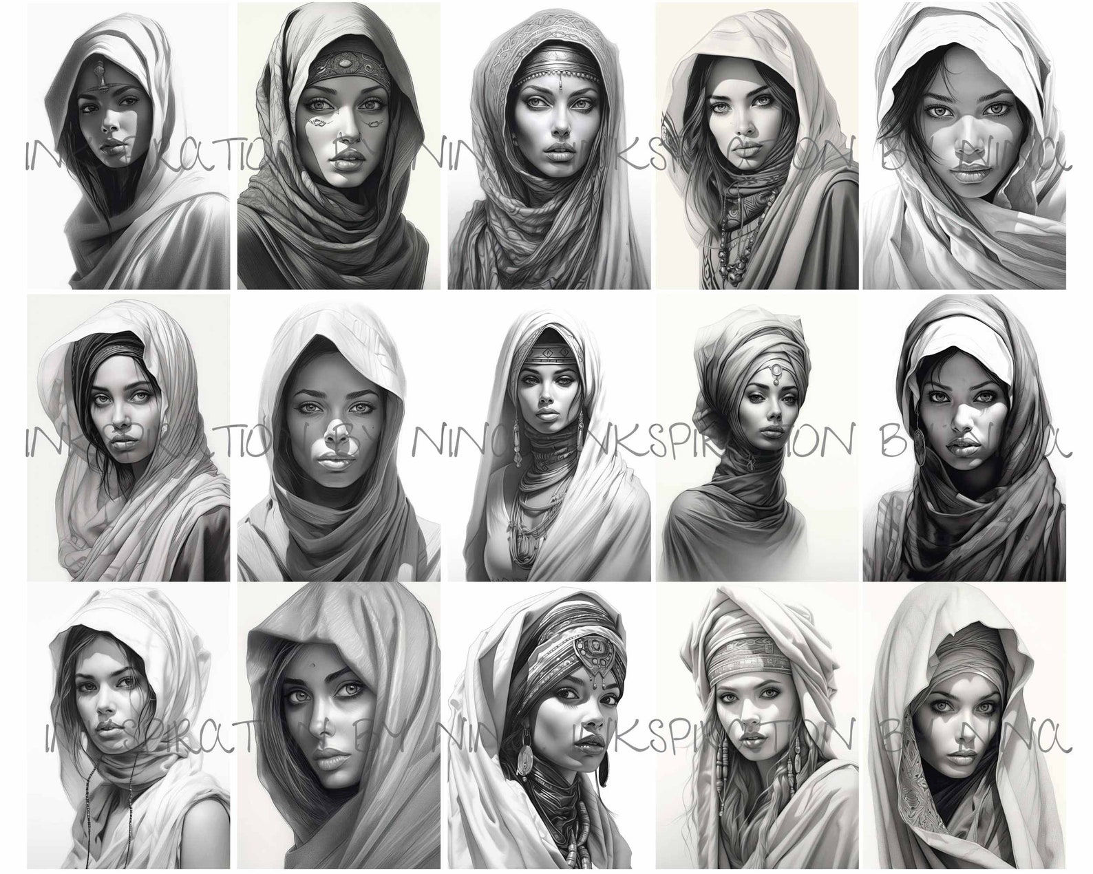 Tuareg Woman Coloring Pages, 15 Premium Coloring Sheets, Adult & Kids ...