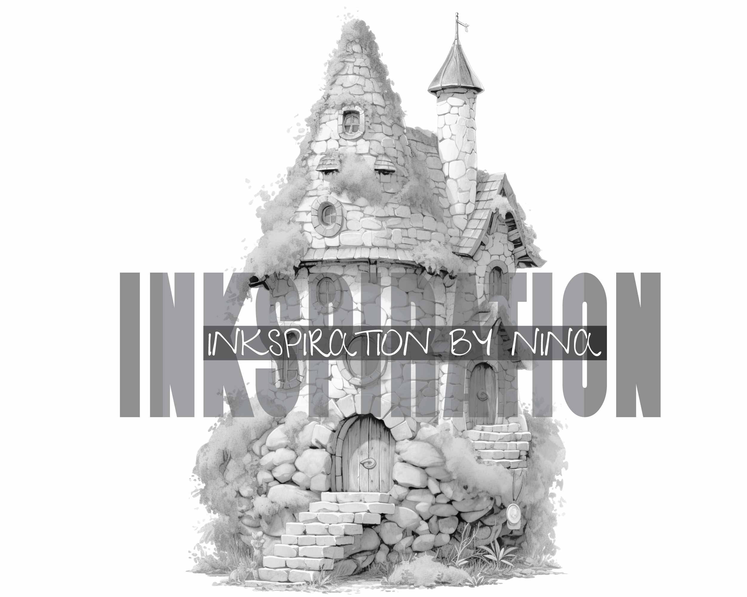 Fairy Stone House Coloring Pages 16 Premium Coloring Sheets - Etsy