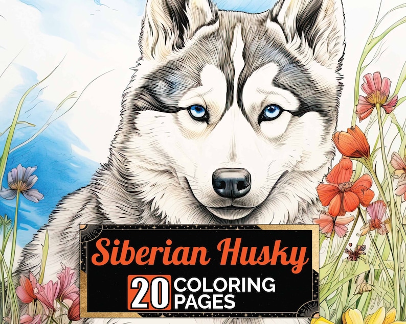 Siberian Husky Outdoors Coloring Pages, 20 Premium Coloring Sheets ...