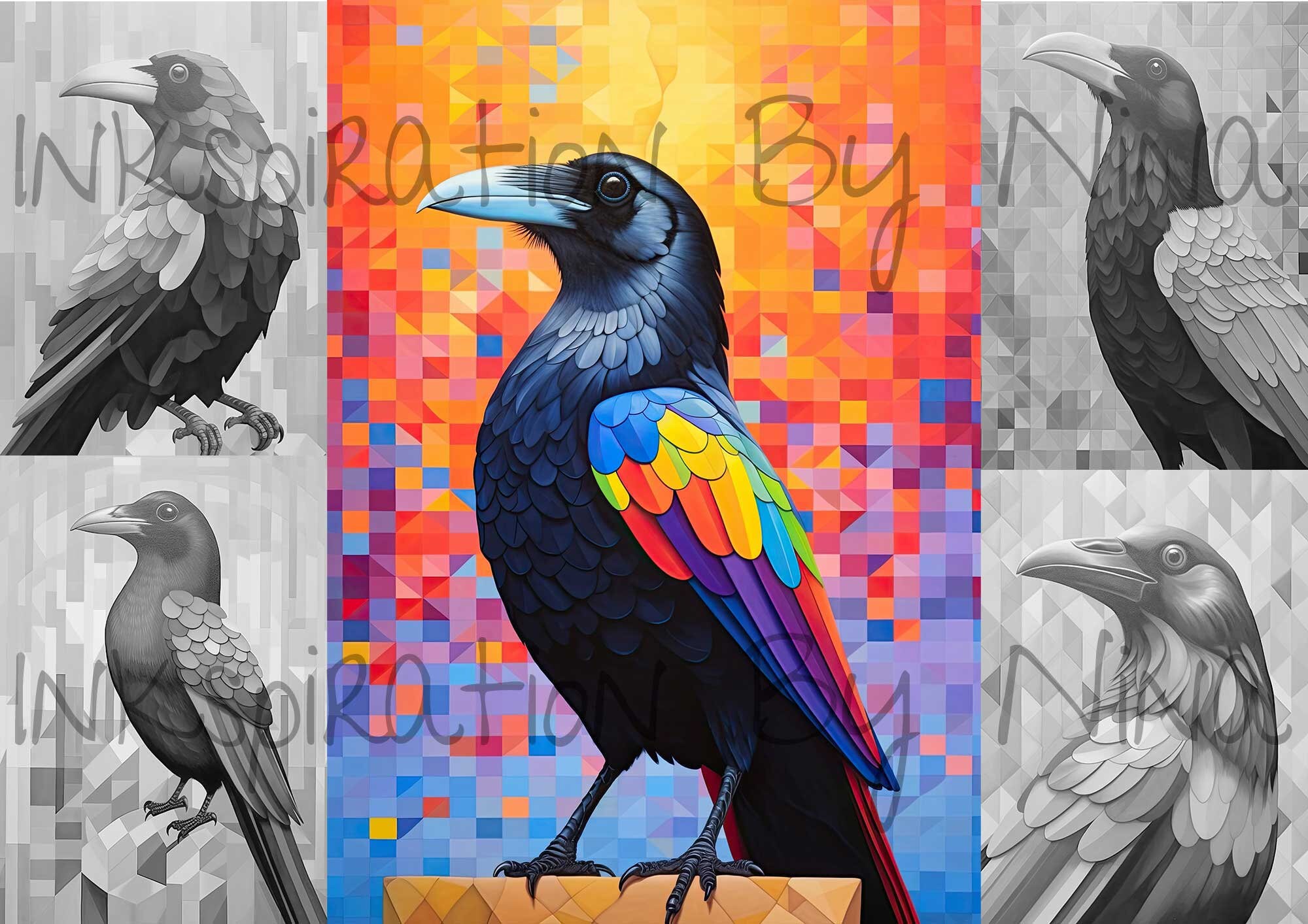 Color Patterns Crow Coloring Pages 20 Premium Coloring - Etsy