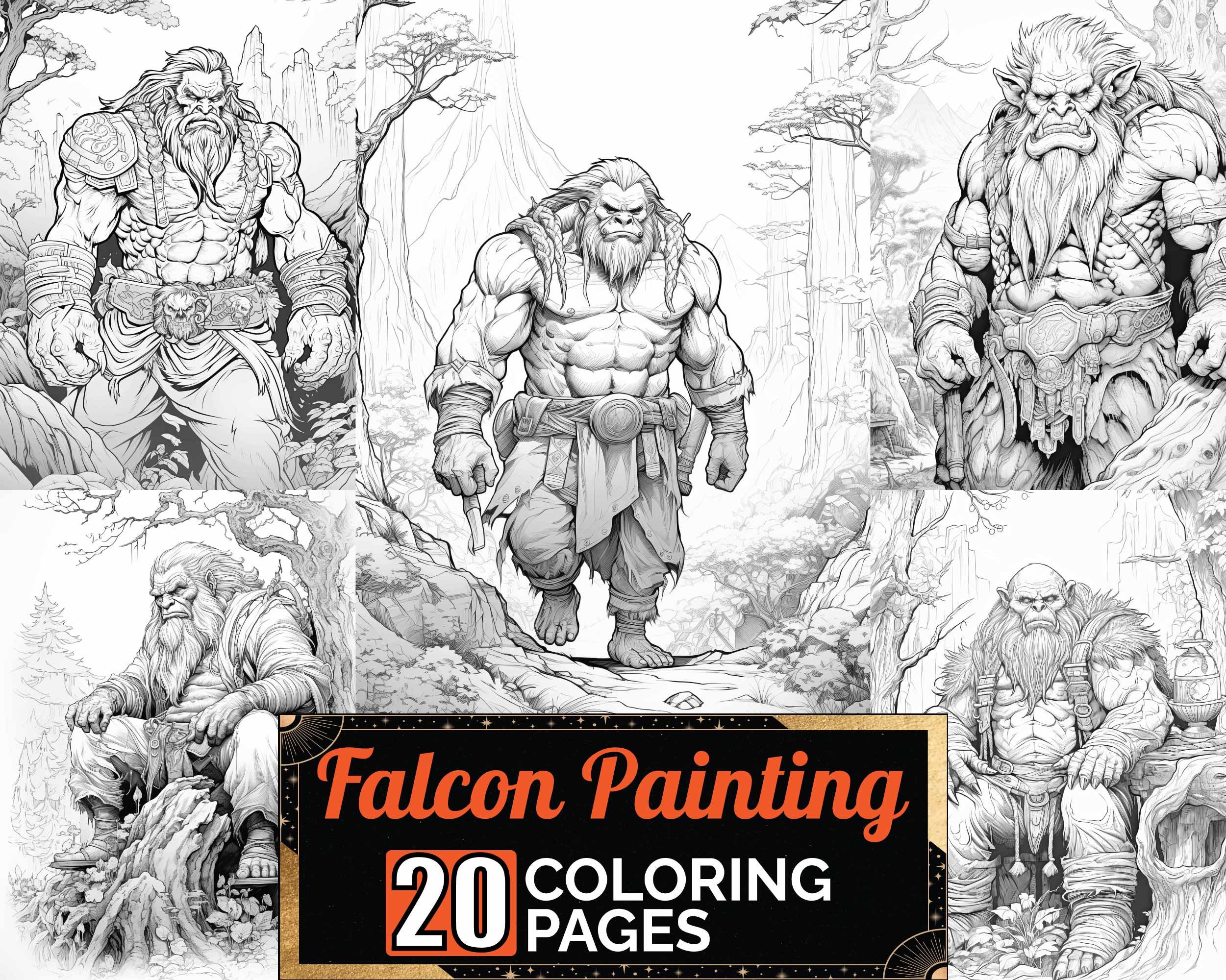 Forest Orc Coloring Pages 20 Premium Adult Coloring Sheets - Etsy