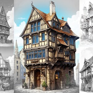 Historic House Architecture Coloring Pages, 24 Premium Coloring Sheets ...