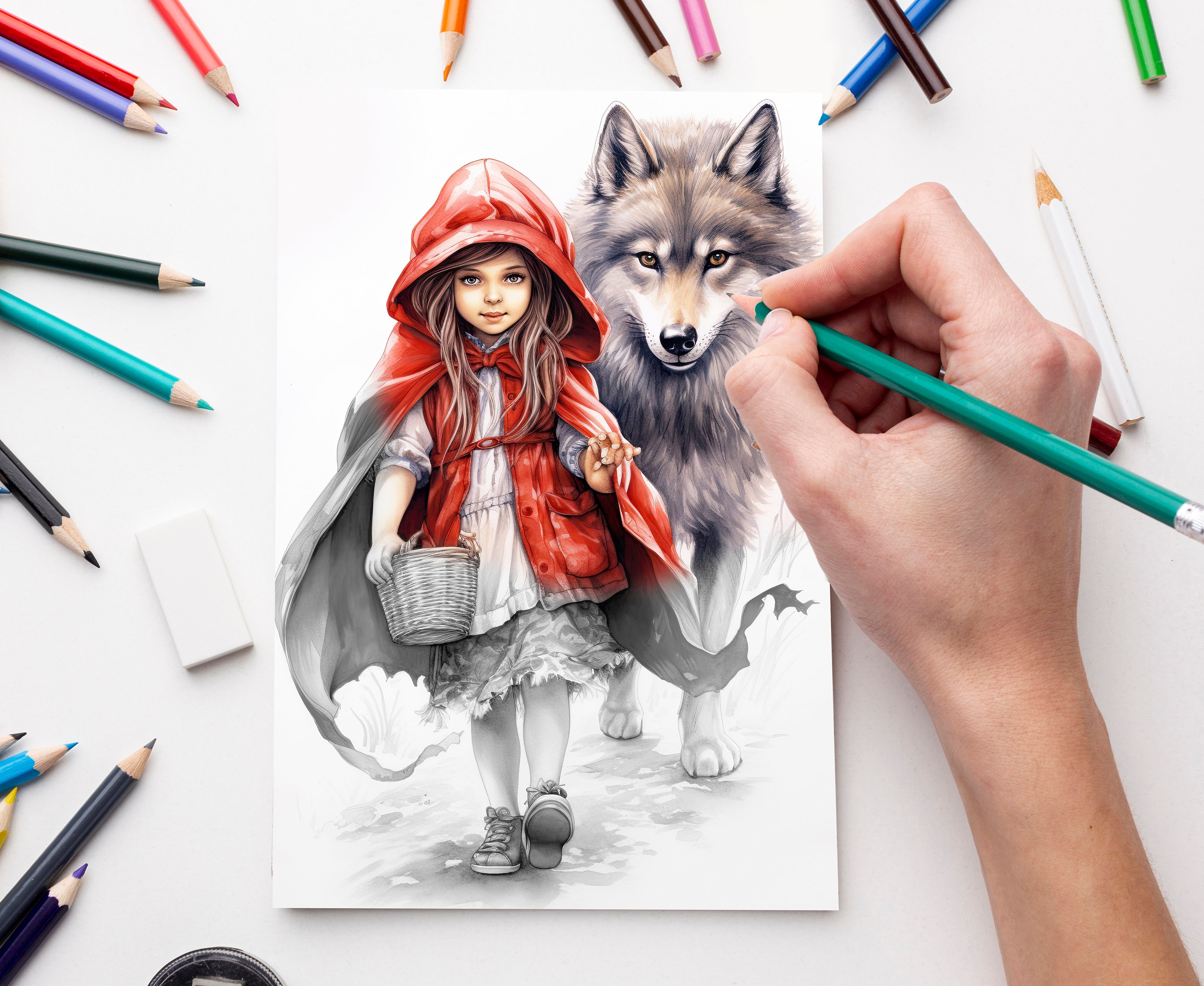 Badass Red Riding Hood Coloring Pages, 17 Premium Coloring Sheets ...