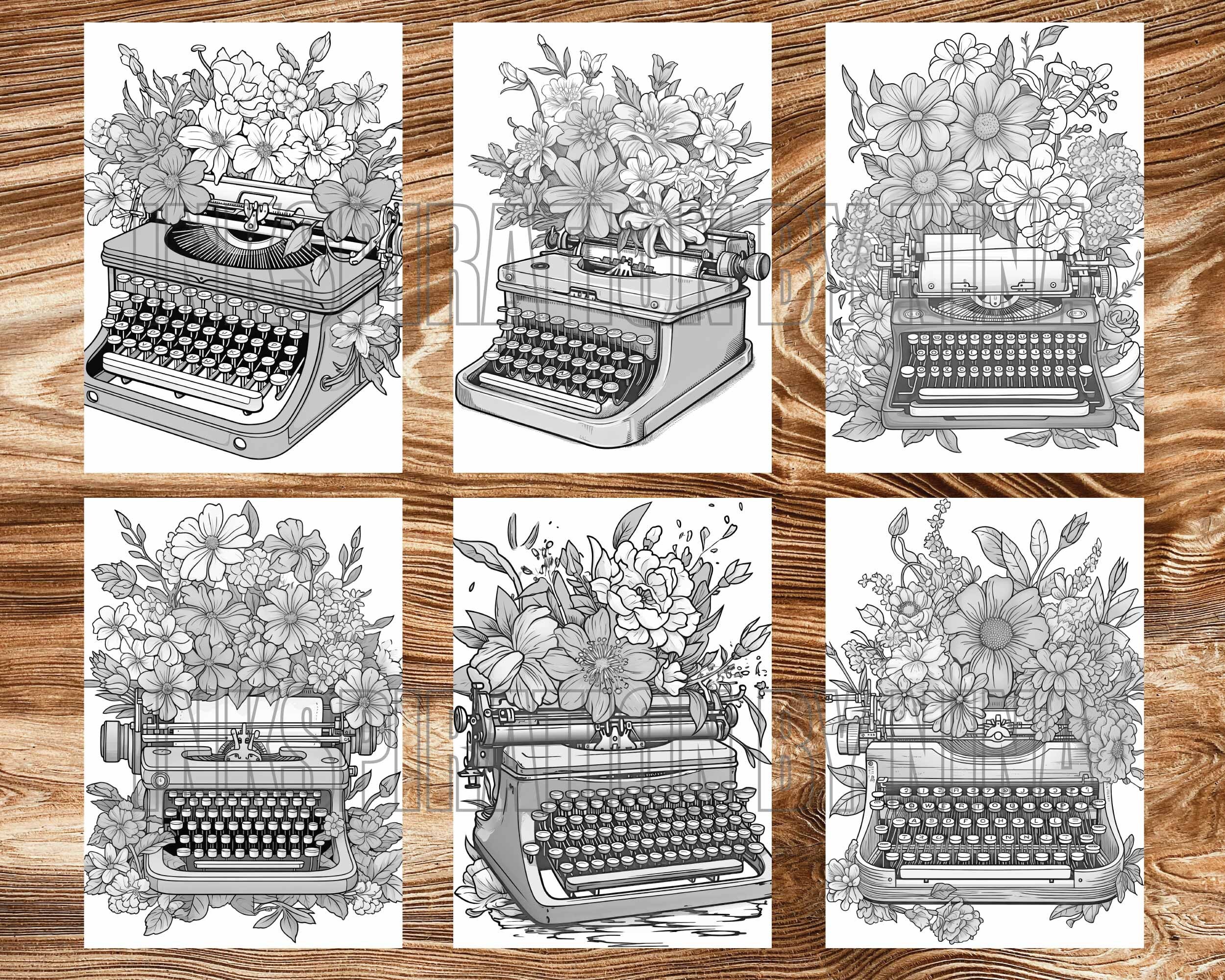Typewriter Typing Machine Coloring Pages, 15 Premium Coloring Sheets ...