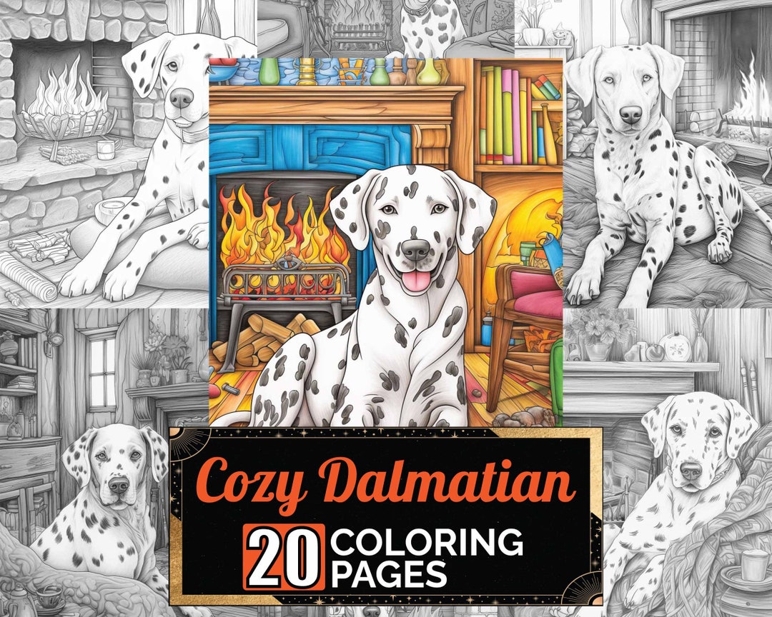 Dalmatian in A Cozy Room Coloring Pages, 20 Premium Coloring Sheets ...