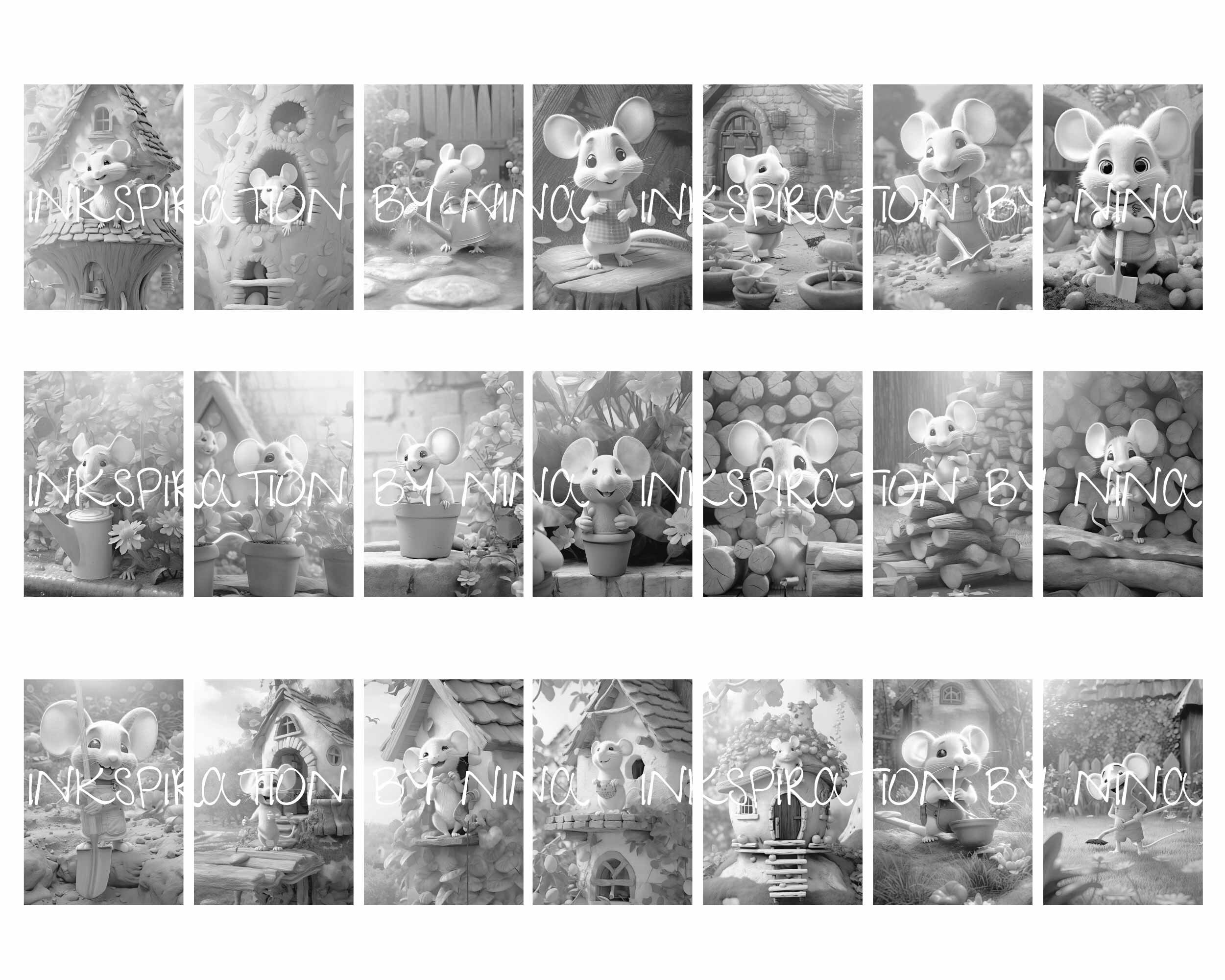 Cute Garden Mouse Coloring Pages 21 Premium Coloring Sheets - Etsy