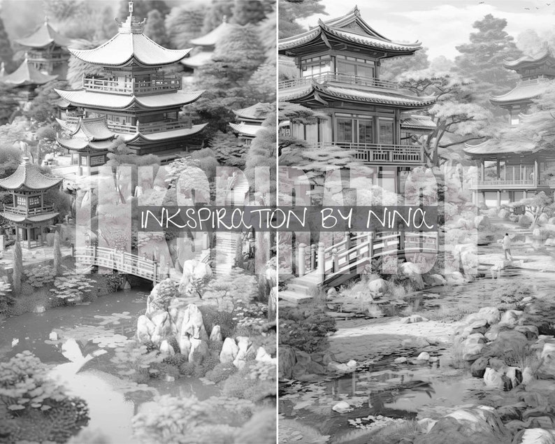 Japanese Castle Garden Coloring Pages, 15 Premium Coloring Sheets ...