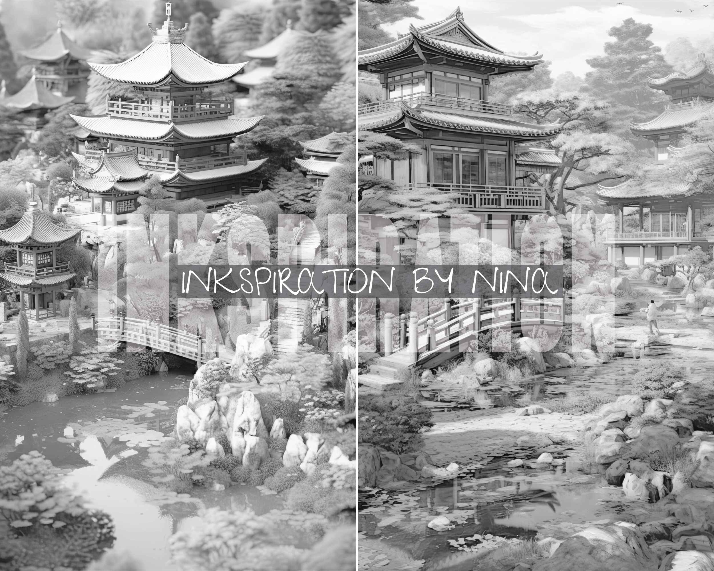 Japanese Castle Garden Coloring Pages, 15 Premium Coloring Sheets ...