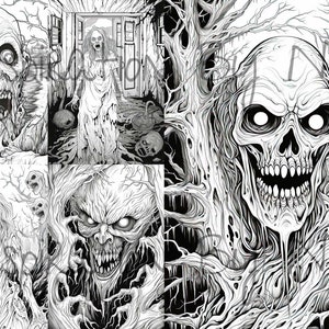 Terrifying Undead Zombies Halloween Coloring Pages, 25 Premium Adult ...