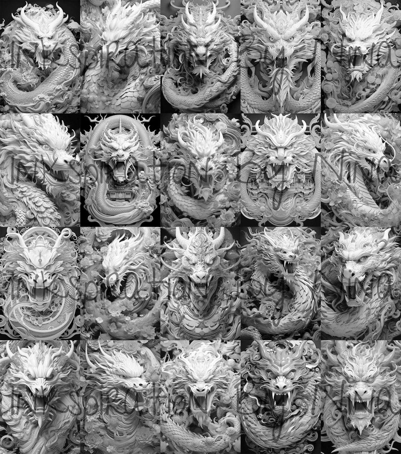 Wood Carved Japanese Dragon Coloring Pages 20 Premium - Etsy