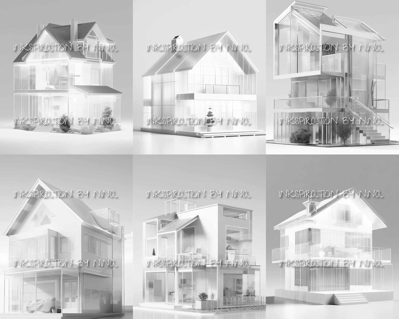 Acrylic House Coloring Book 16 Detail Greyscale Adult & Kids - Etsy