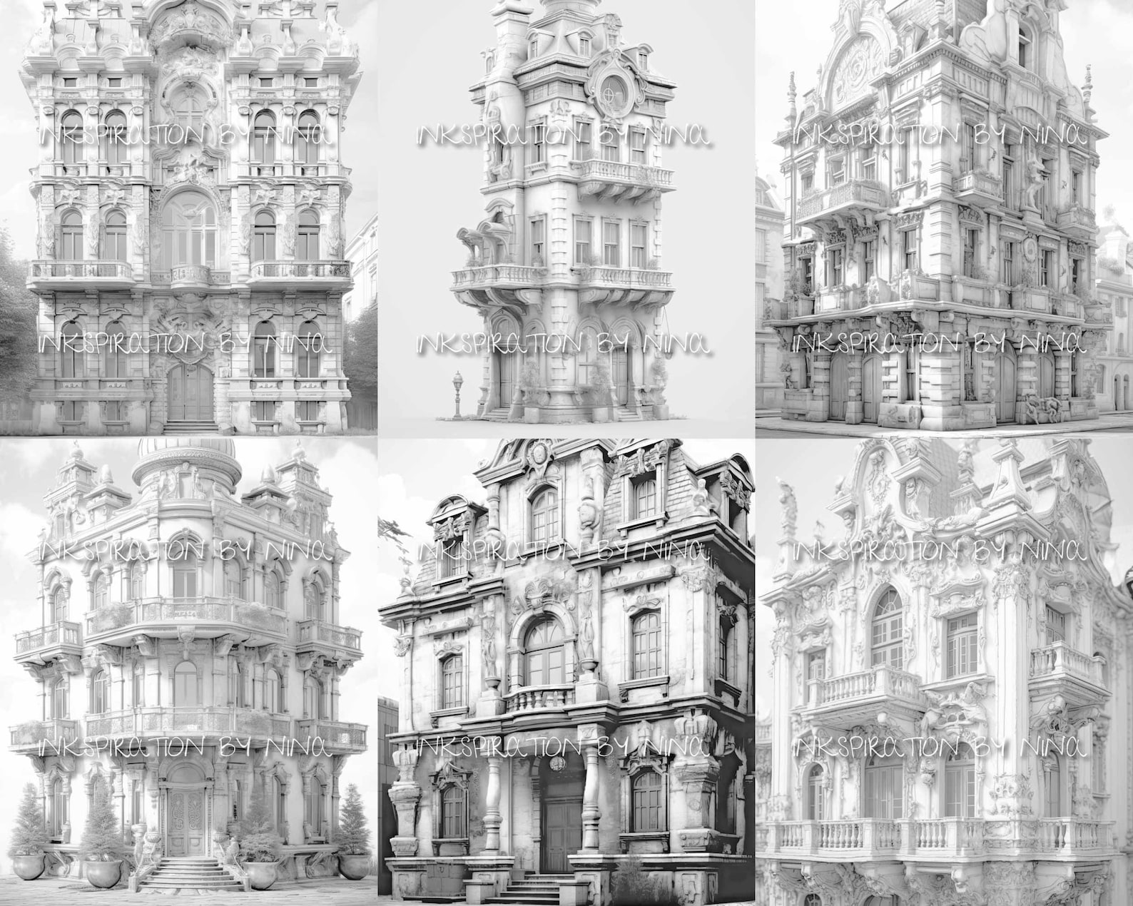 Baroque House Printable Coloring Pages, 16 Premium Coloring Sheets for ...