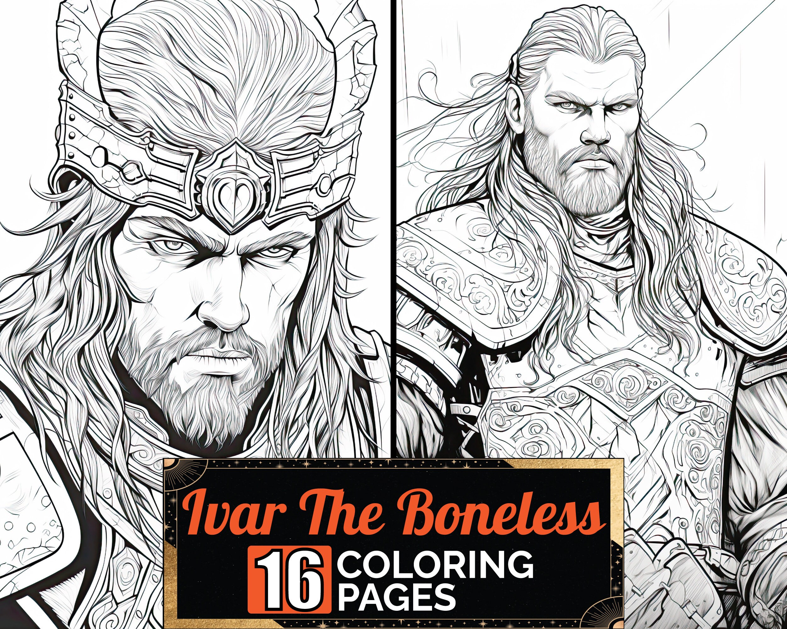 Ivar the Boneless Viking Coloring Book, 16 Detail Greyscale Adult ...