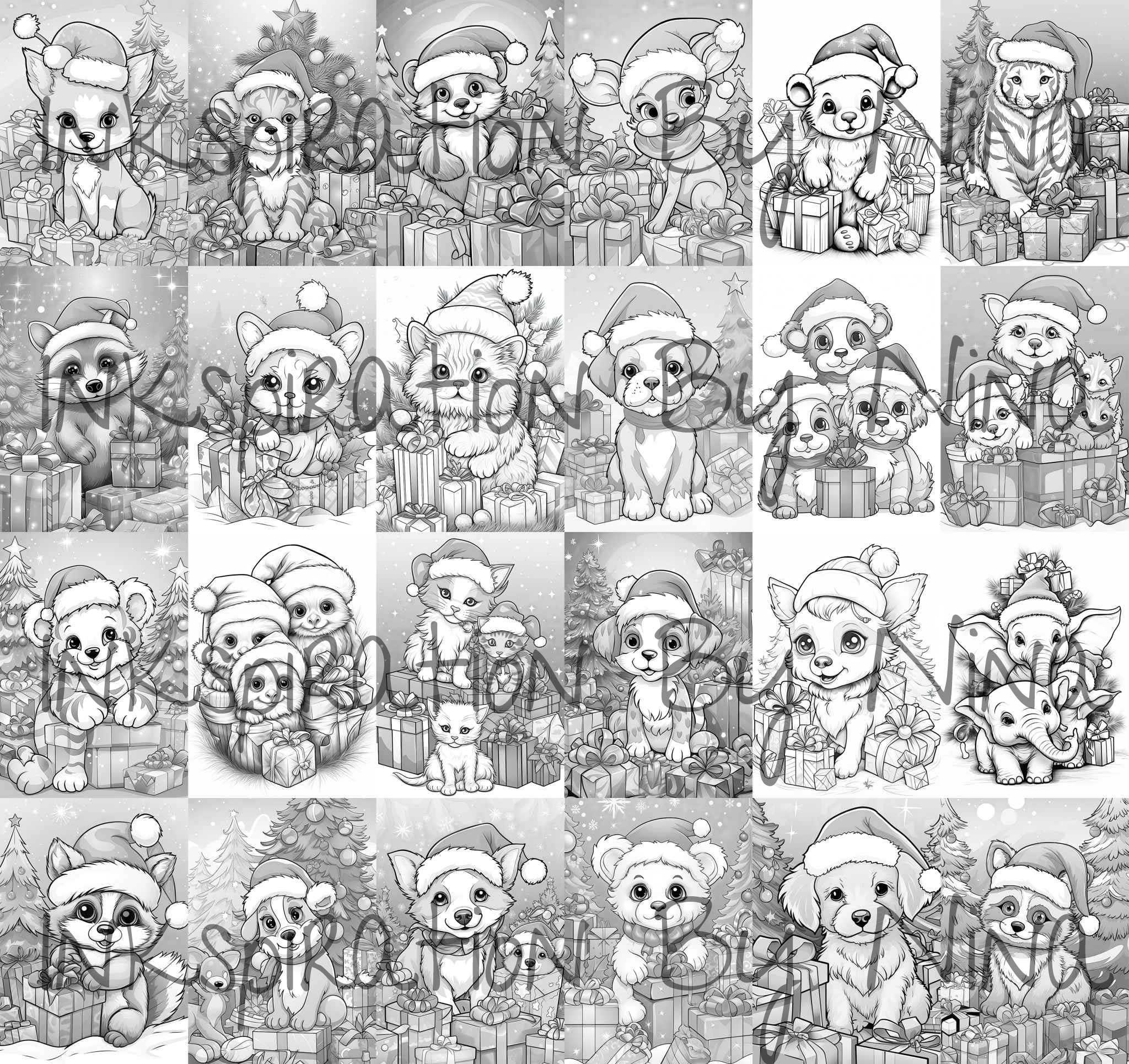 Cute Animals With Gifts Coloring Book 24 Premium Adult & Kids - Etsy