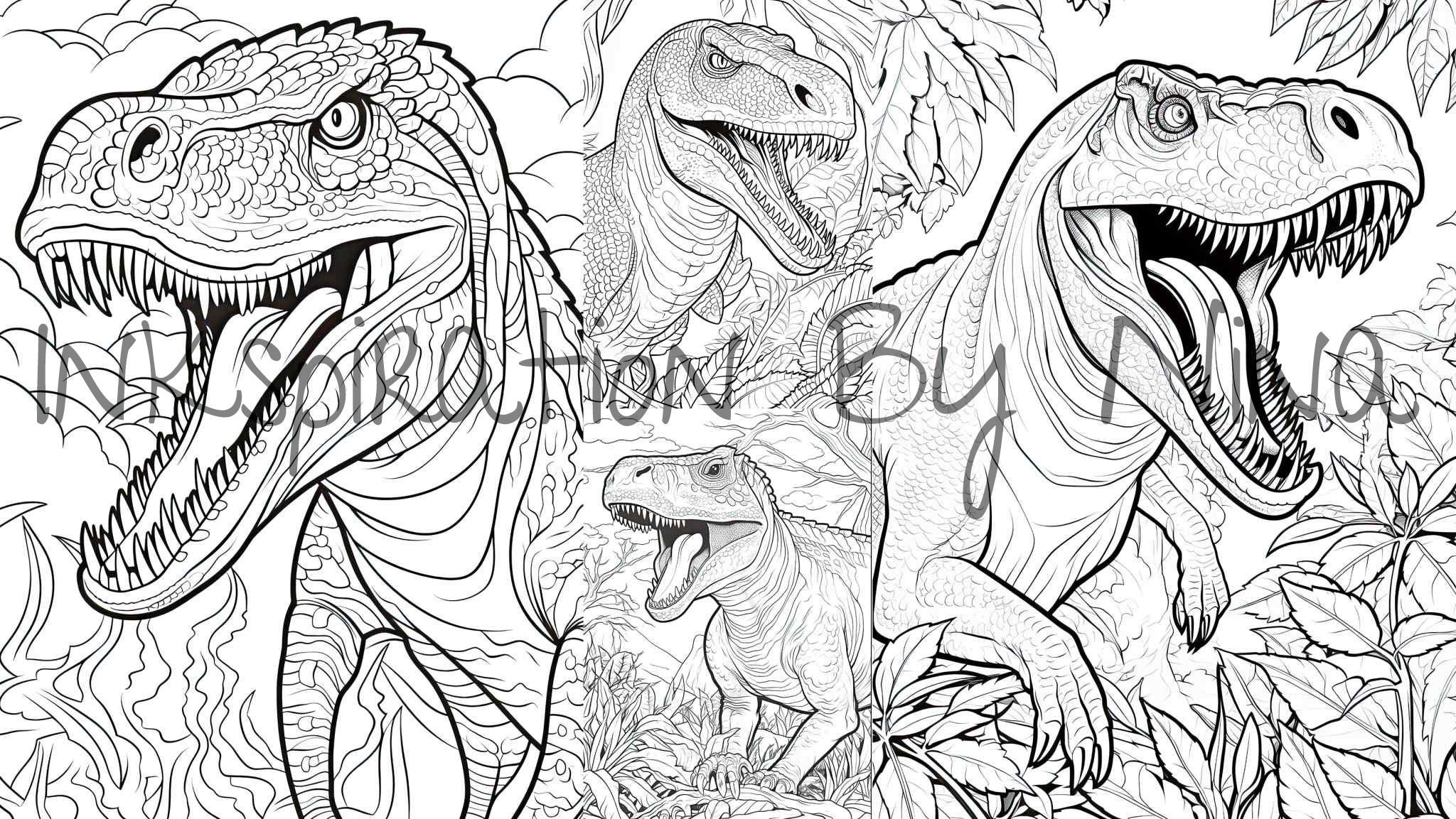 Tyrannosaurus Rex Coloring Book, 22 Premium Adult & Kids Dinosaurs ...