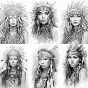Native American Woman Coloring Pages, 20 Premium Coloring Sheets, Adult ...