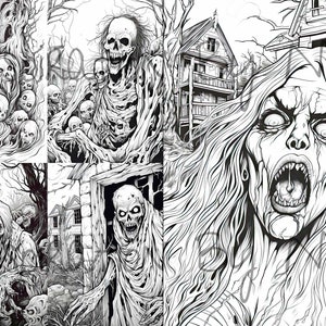 Terrifying Undead Zombies Halloween Coloring Pages, 25 Premium Adult ...
