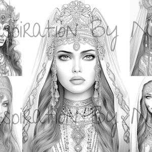 Arabic Princess Coloring Book, 20 Premium Adult Kids Beautiful Woman ...