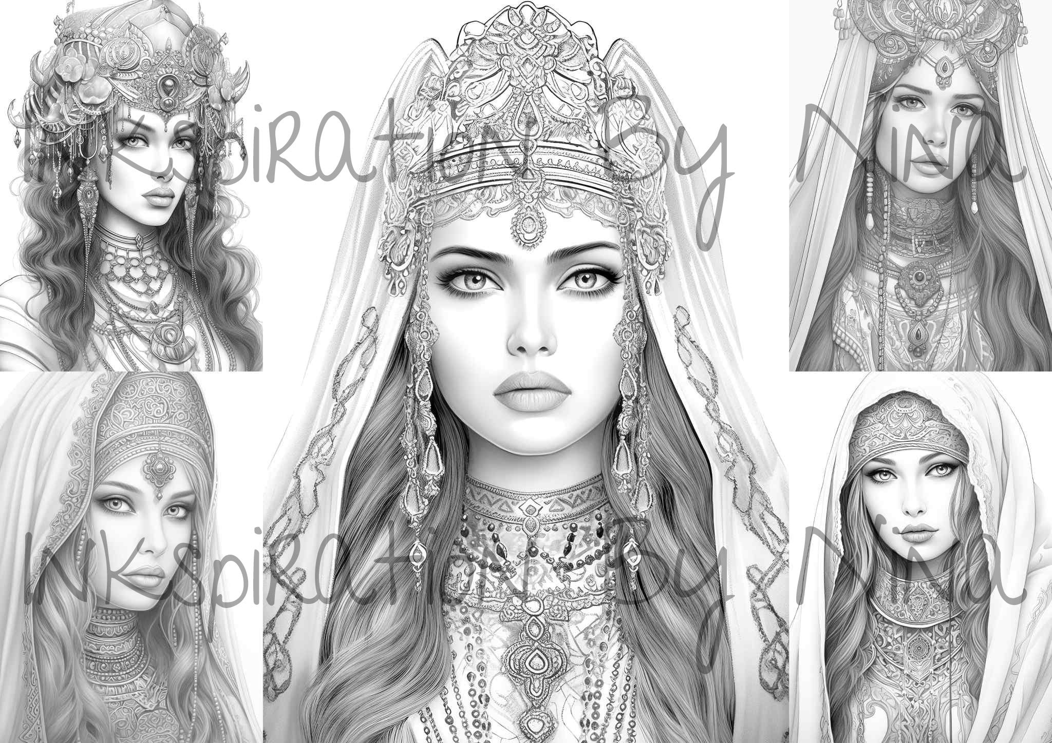 Arabic Princess Coloring Book 20 Premium Adult Kids Beautiful - Etsy