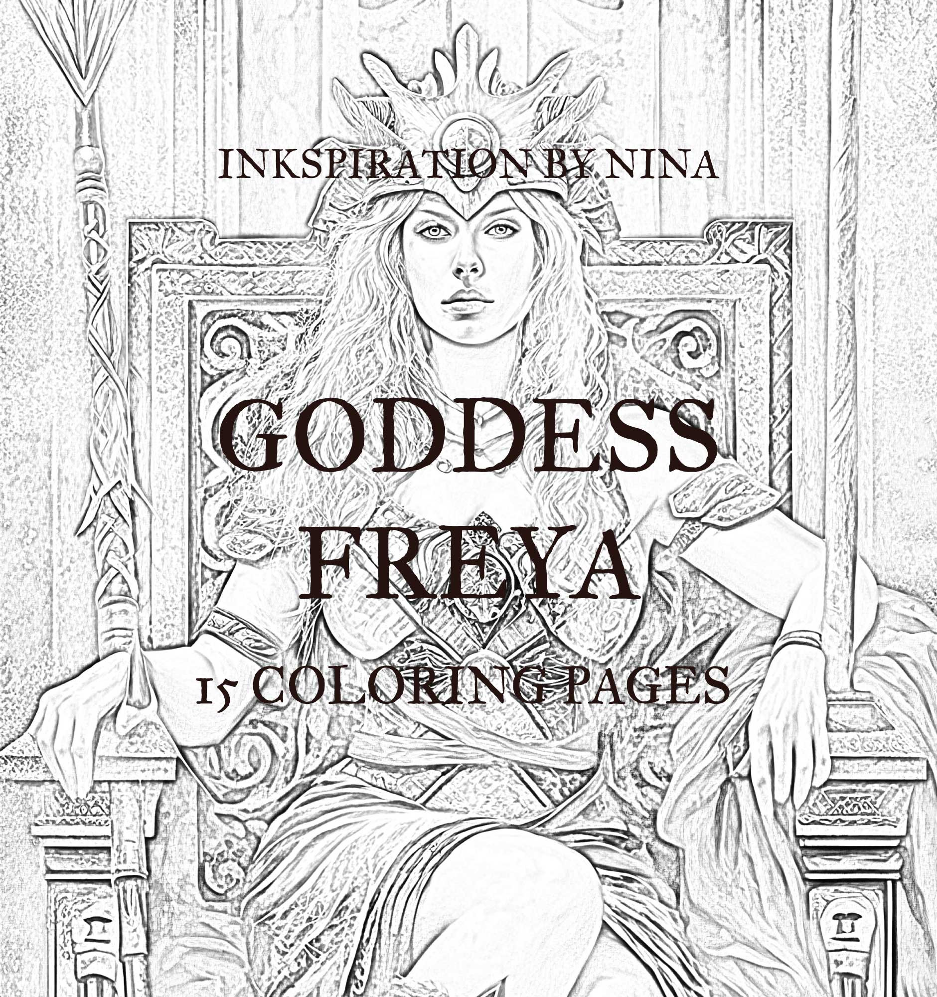 Goddess Freya Mythology 15 Coloring Pages A3 Size Premium Printable ...
