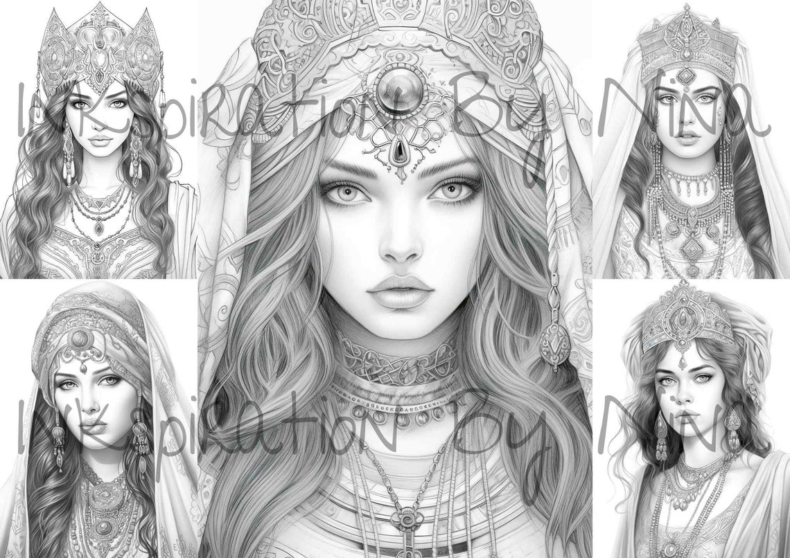 Arabic Princess Coloring Book 20 Premium Adult Kids Beautiful - Etsy