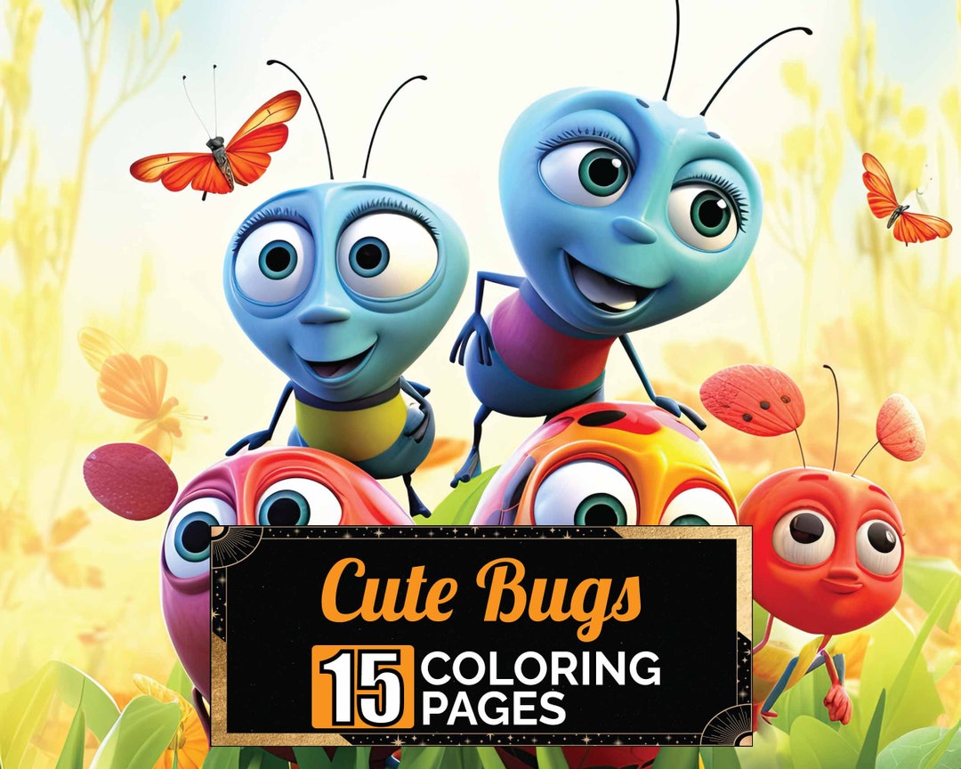 Cute Bugs Coloring Pages, 15 Premium Coloring Sheets, Adult & Kids ...