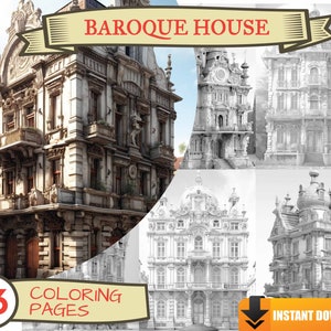 Baroque House Printable Coloring Pages, 16 Premium Coloring Sheets for ...