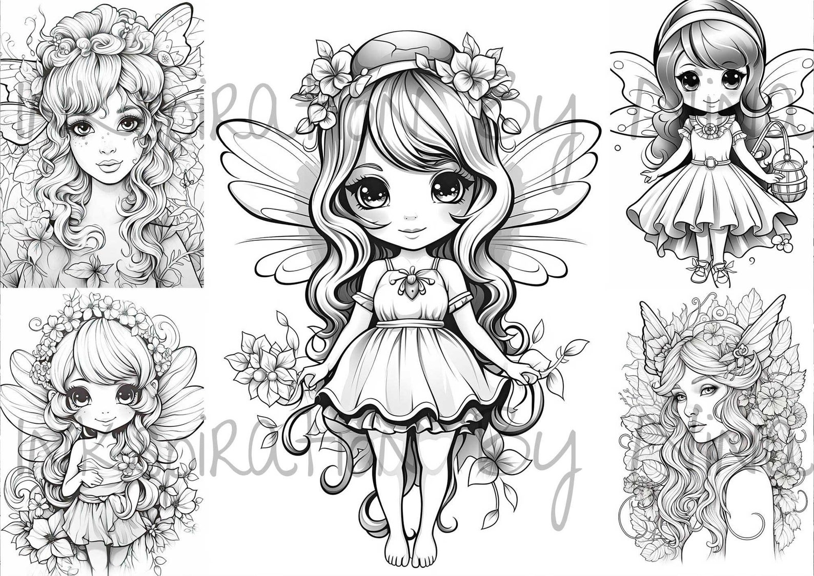 Cute Fairy Coloring Pages, 25 Premium Coloring Sheets, Coloring Book A4 ...