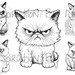 Cute Grumpy Cat Coloring Book, 30 Detail Greyscale Adult & Kids Cat ...