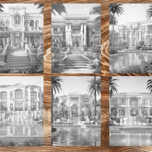 Luxury Villa Home Coloring Pages, 16 Premium Coloring Sheets, Adult ...