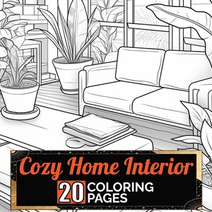 Cozy Home Interior Line Art Coloring Pages, 24 Premium Coloring Sheets ...